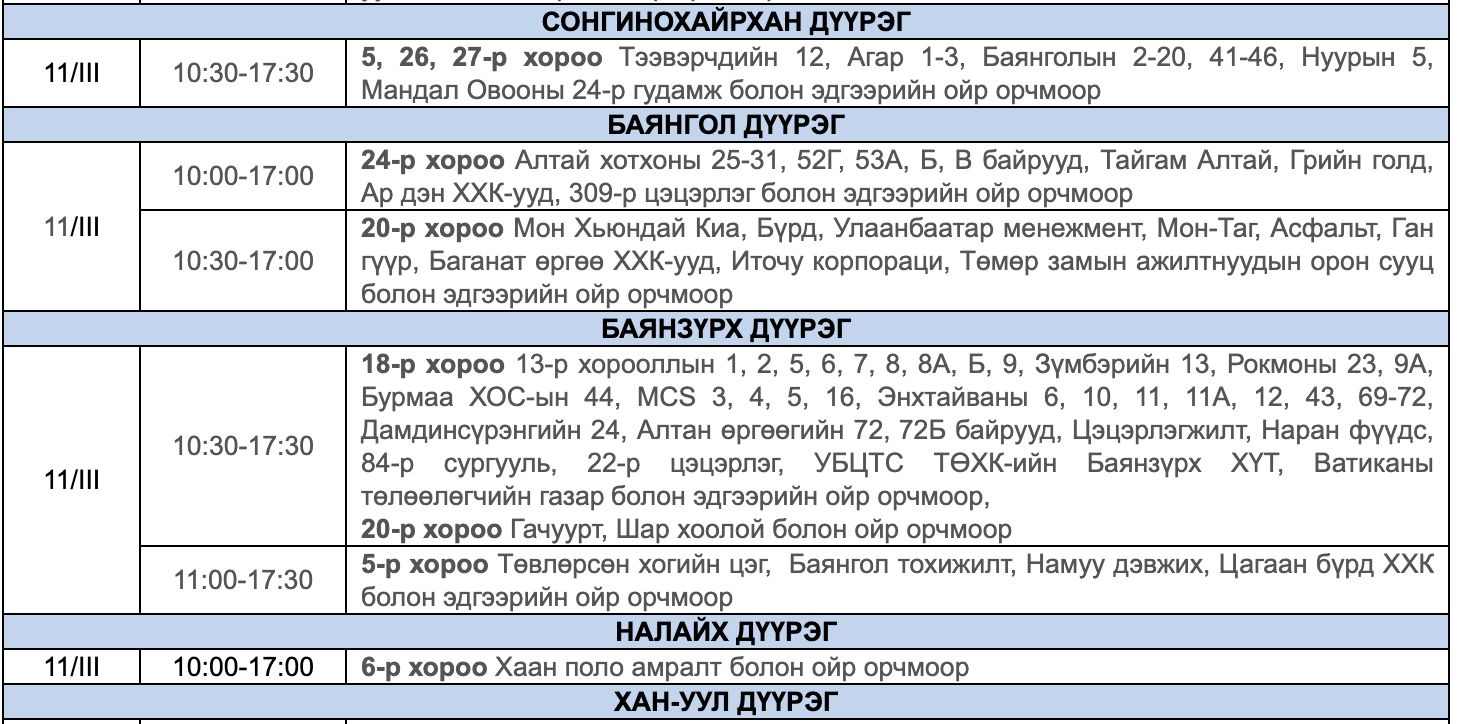 ТАНИЛЦ Гуравдугаар сард цахилгаан тоноглолд засвар хийх ХУВААРЬ
